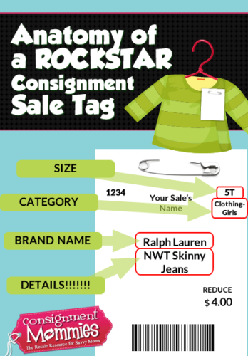 Anatomy of a ROCKSTAR Consignment Sale Tag | Consignment Mommies
